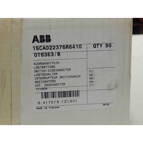 ABB OT63E3 80A Disconnector Disconnect Switch 600 VAC 3-P -NEW - Grupo ...